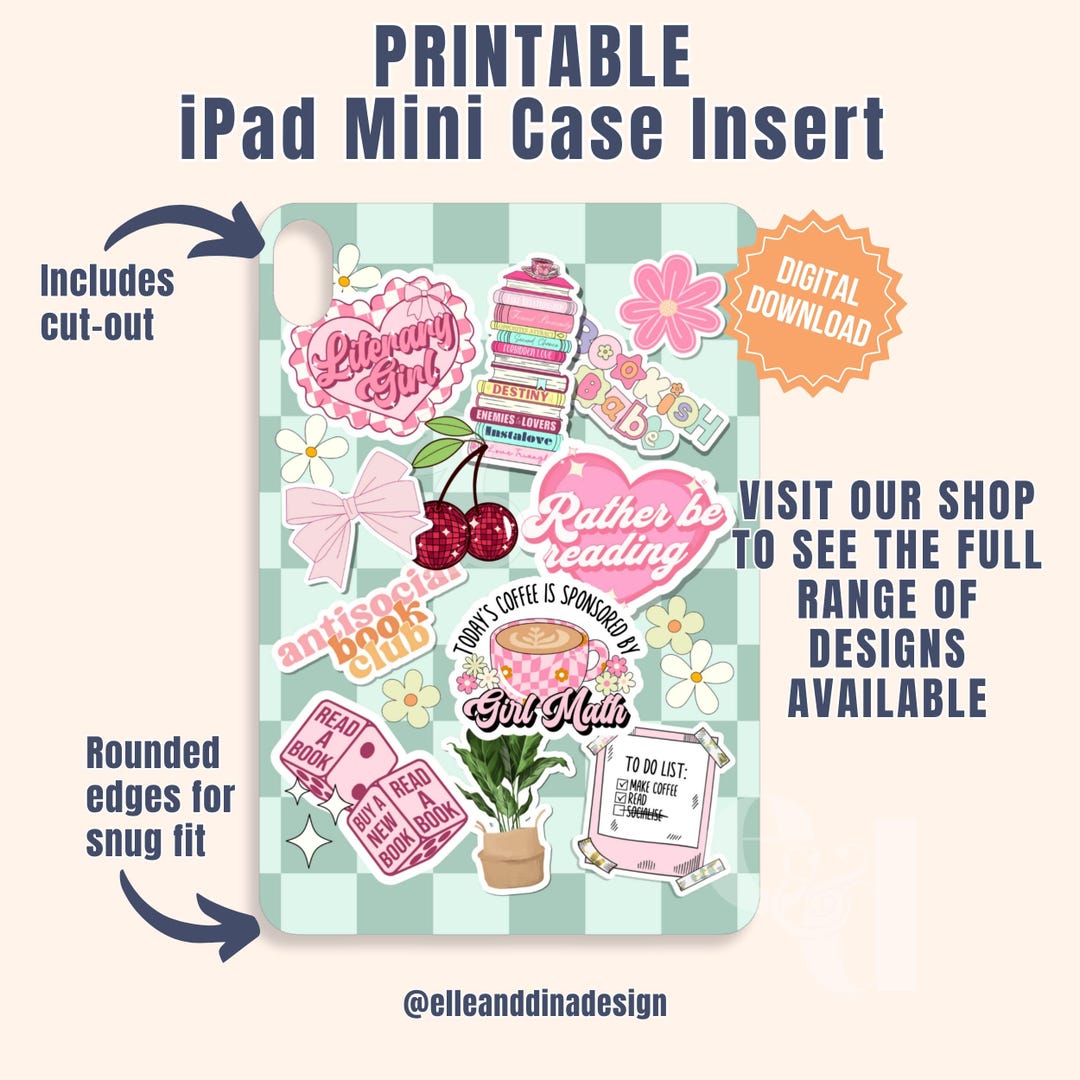 PRINTABLE iPad Mini 6 or 7 Case Insert for Tablet Clear Case Decor ...