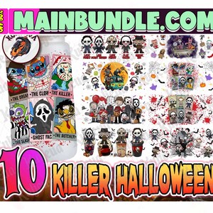 10 Chibi Killer Glass Wrap Png Bundle Horror Movie 16oz - Etsy