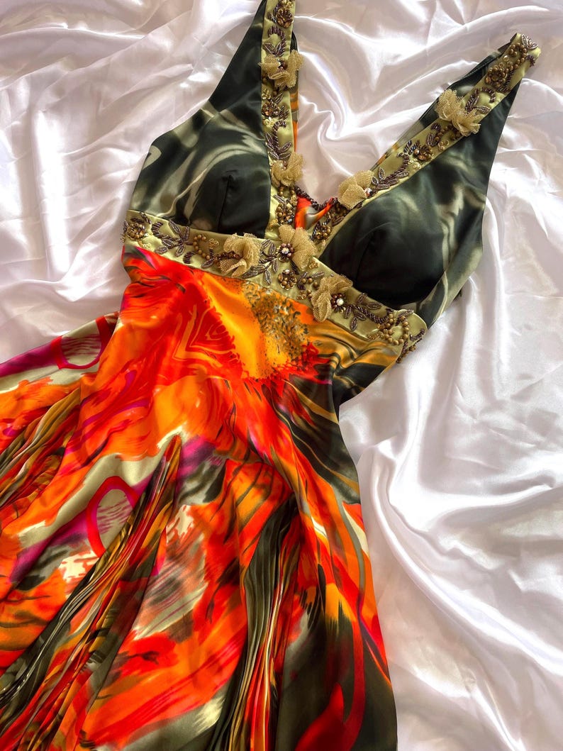 Tropical Rainforest Dress, Summer Color Midi Party Attire, Mango ...