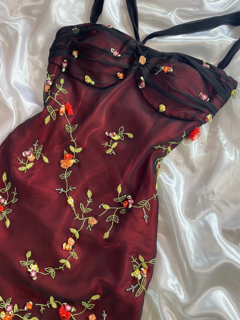 Vampy Prom Dress, Vintage Dark Fairy Gown With Beading, Silk Garden ...