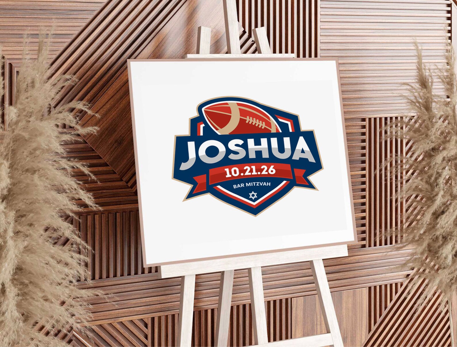 Custom Bar Mitzvah Football Logo, Personalized Football Logo, Digital ...