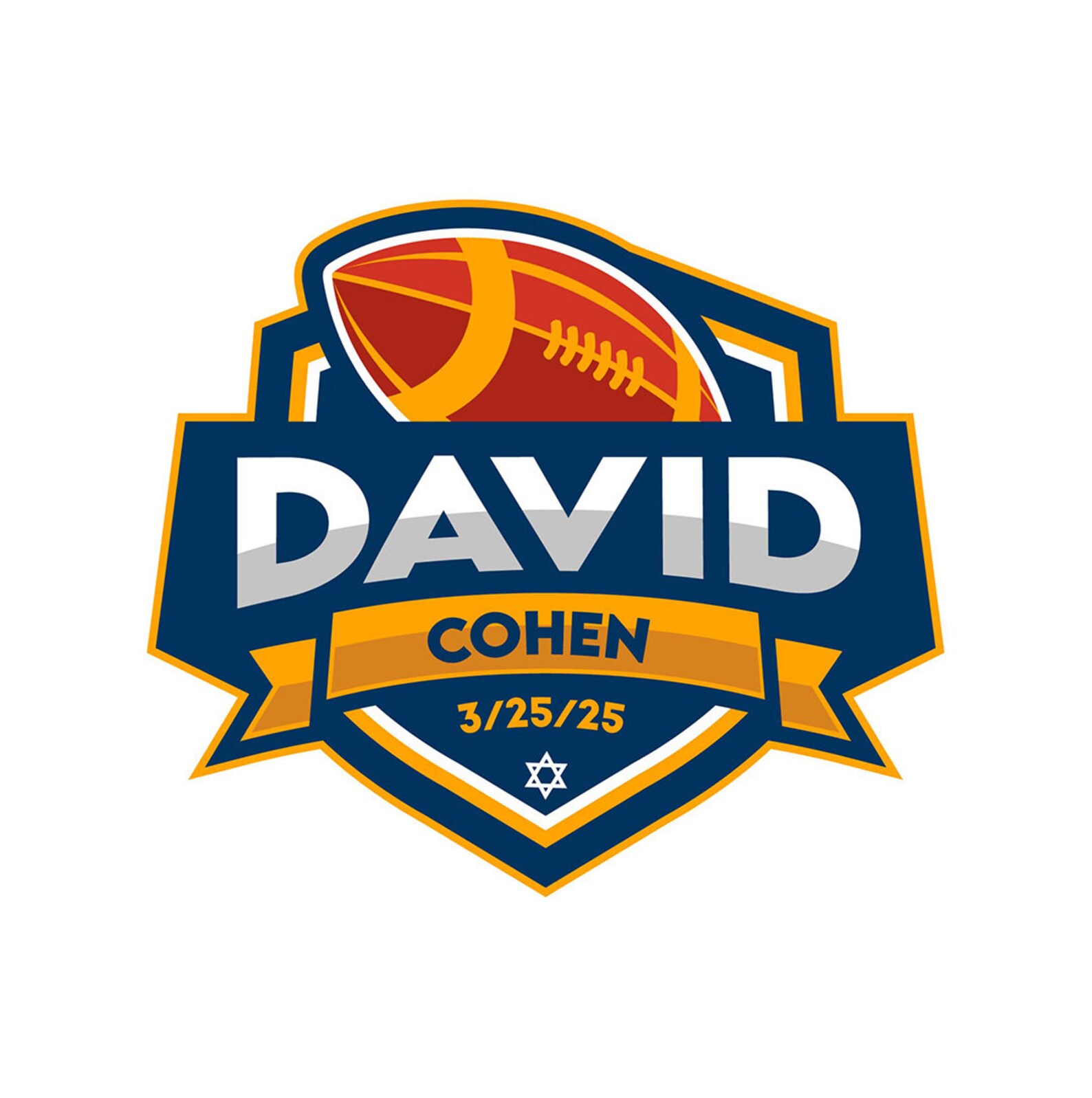 Custom Bar Mitzvah Football Logo, Personalized Football Logo, Digital ...
