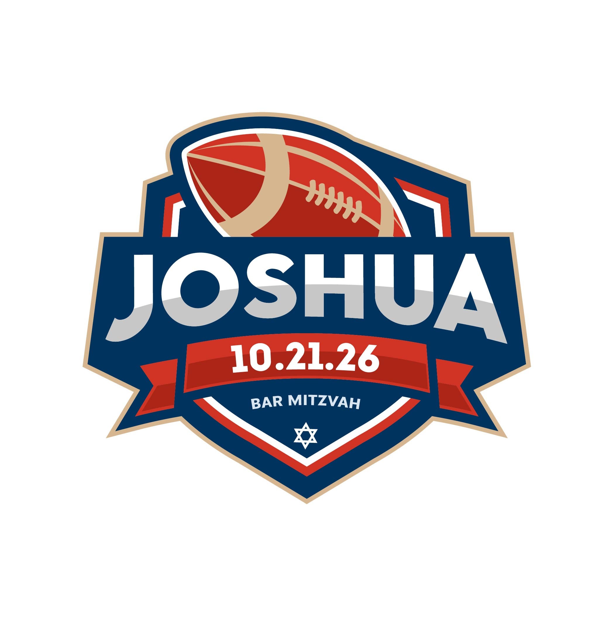 Custom Bar Mitzvah Football Logo, Personalized Football Logo, Bat ...