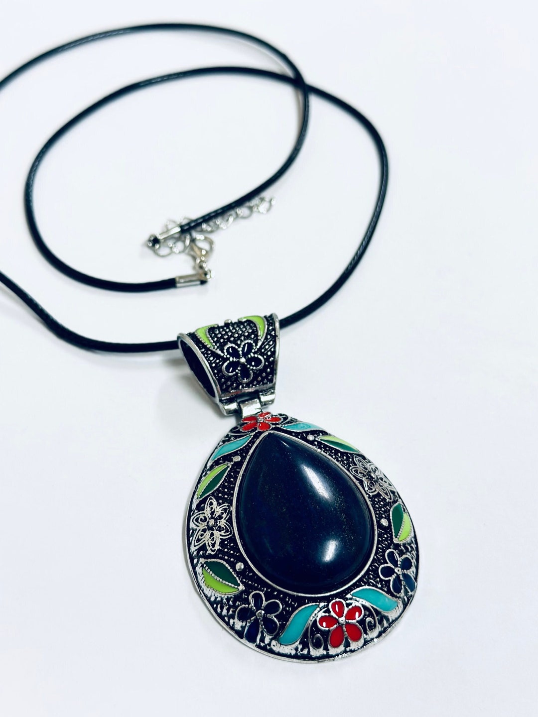 1pc Blue Sand Stone Ethnic Cloisonne Pendant Natural Stone - Etsy