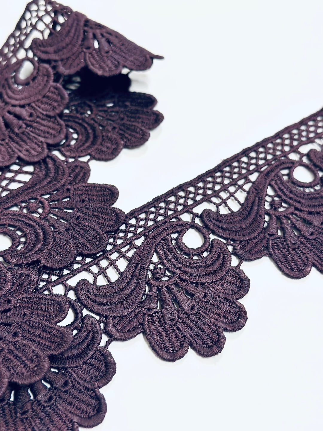 1 Yard Mauve Purple Flower Lace Trim Guipure Ribbon Edge Sewing ...