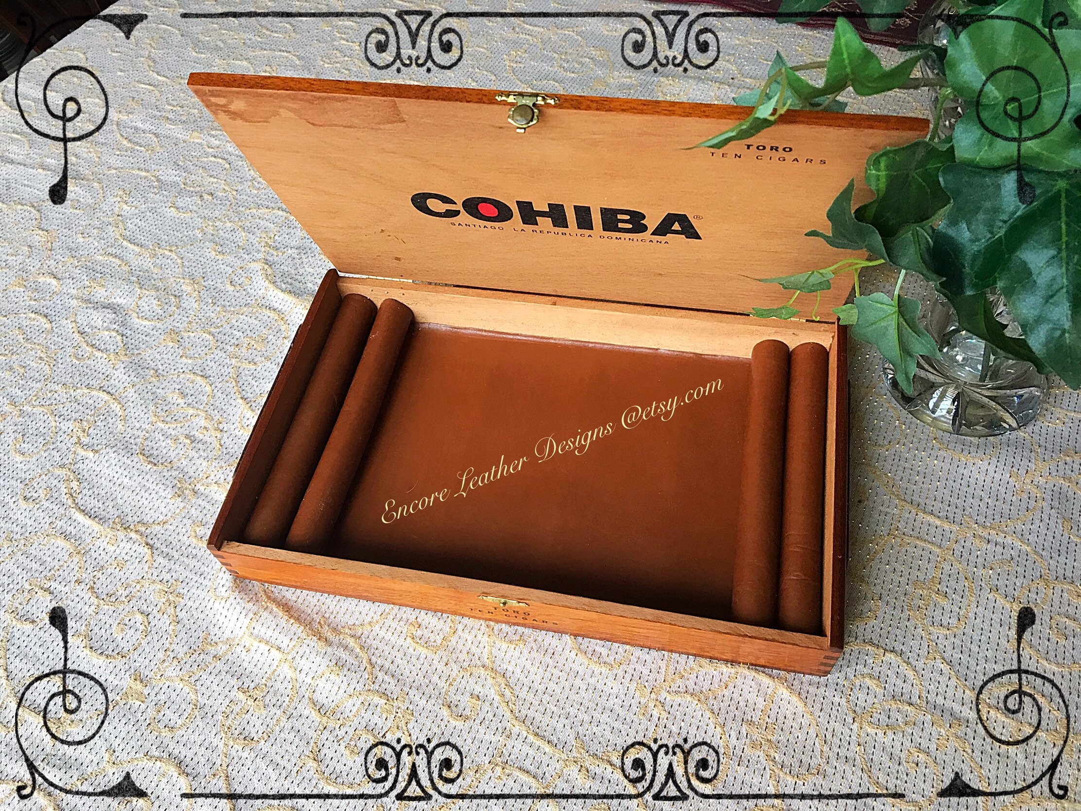 Upcycled Cigar Box. Decorative Box. Wooden Box. Leather and Wood Box ...