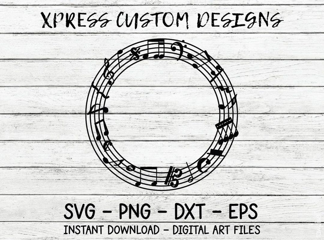 Music Wreath SVG | Musical Notes Circle Frame | Sheet Music Cut File ...