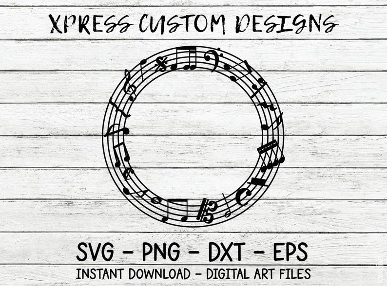 Music Wreath SVG | Musical Notes Circle Frame | Sheet Music Cut File ...
