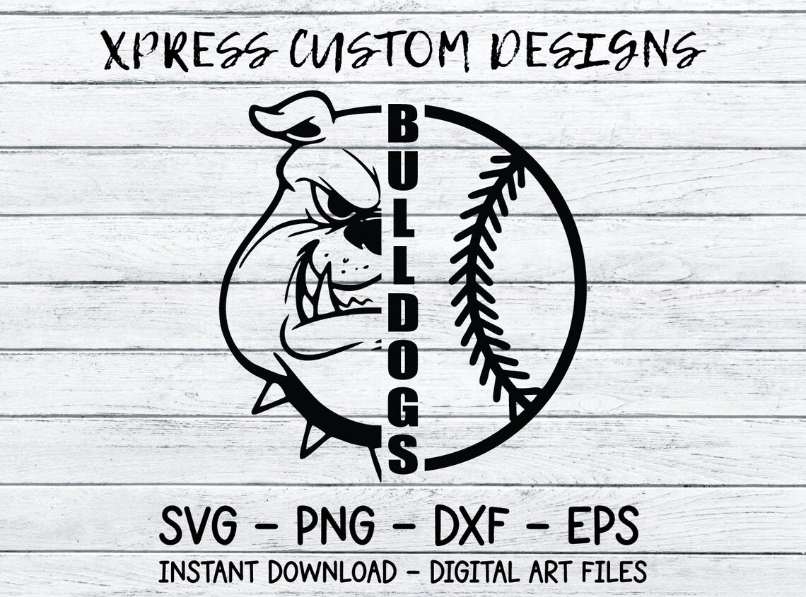 Bulldog Baseball SVG • Mascot Cut File for Cricut & Laser • Bulldogs ...
