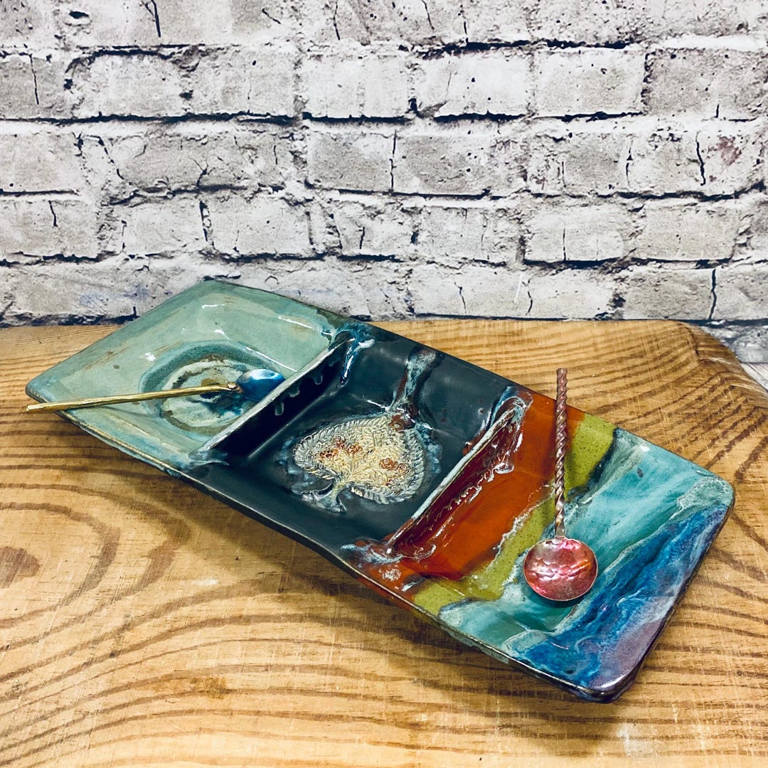 Bloody Mary Tray! 3-part Divided Sections W/ Tree of Life Design• Large ...