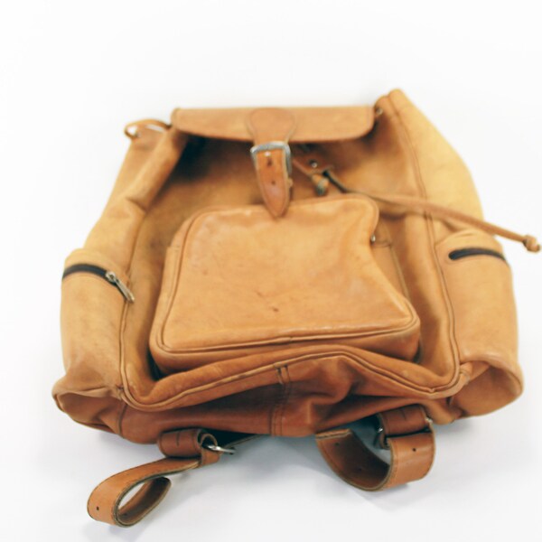 Tan Leather Backpack - Etsy