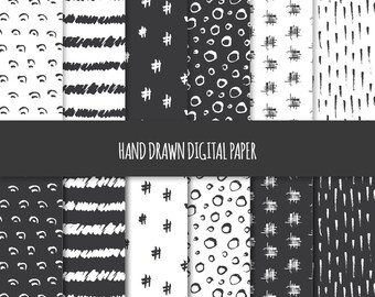Hand Drawn Digital Paper: Geometric Abstract Doodles | Etsy