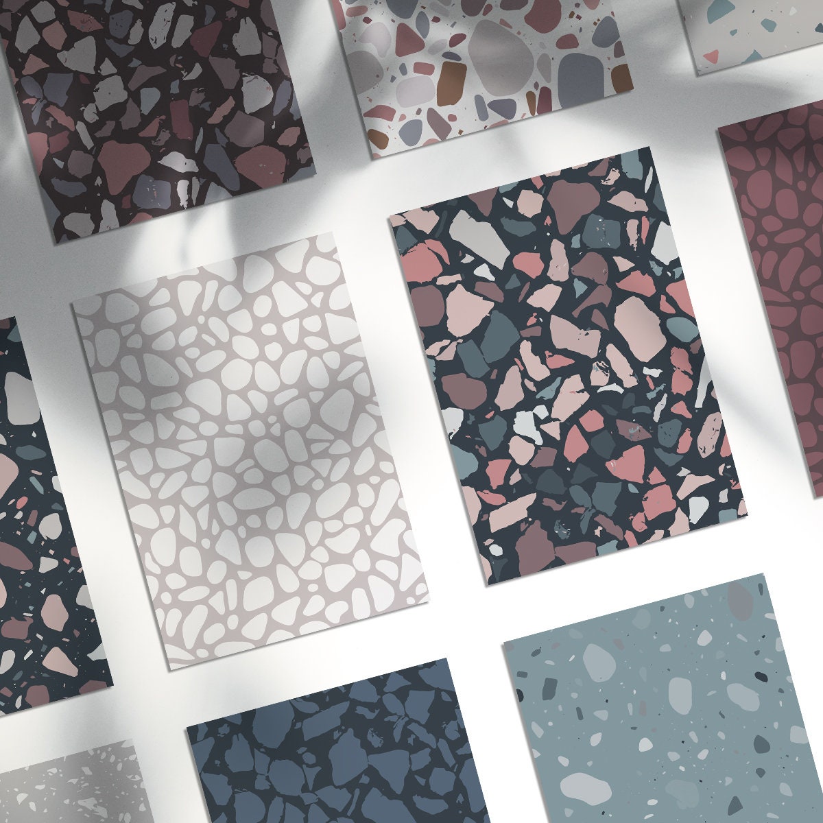 15 Terrazzo Patterns: Seamless Vector Texture Backgrounds JPG + EPS ...