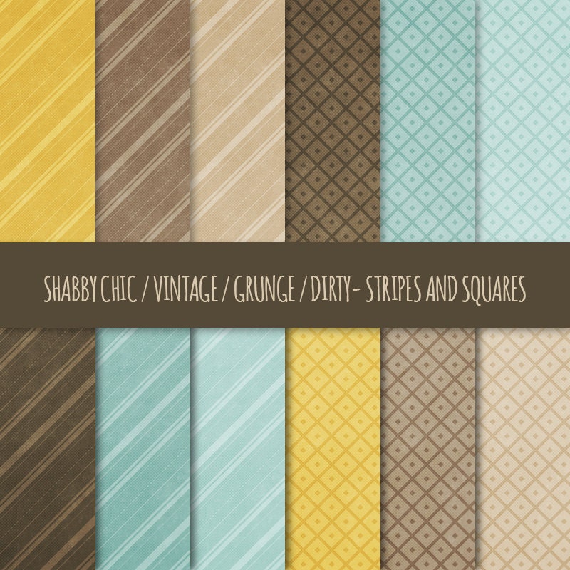 Vintage Grunge Digital Paper: Stripes and Squares Patterns - Etsy