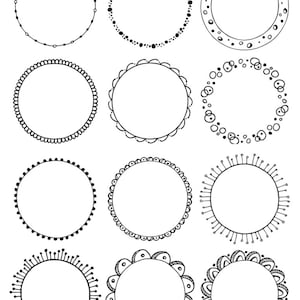 Hand Drawn Round Frames Clipart, Floral Boho Designs (PNG) - Etsy