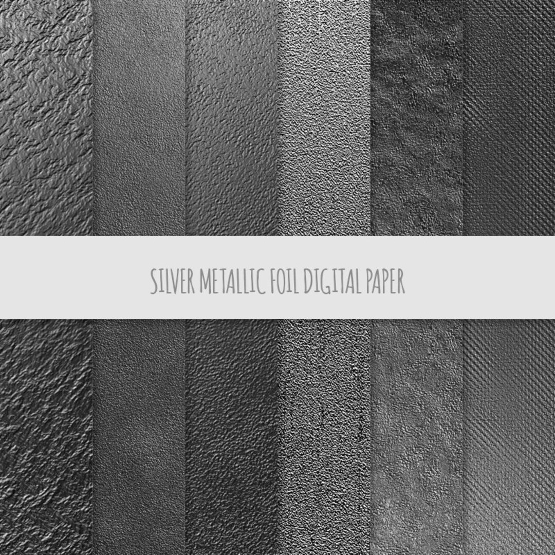 Silver Foil Digital Paper, Metallic Silver Digital Paper, Silver Foil ...