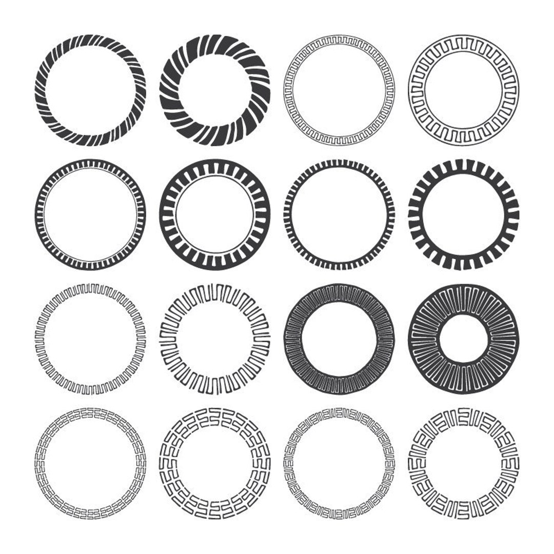 32 Hand Drawn Decorative Round Frames, Circle Borders: Tribal, Boho ...