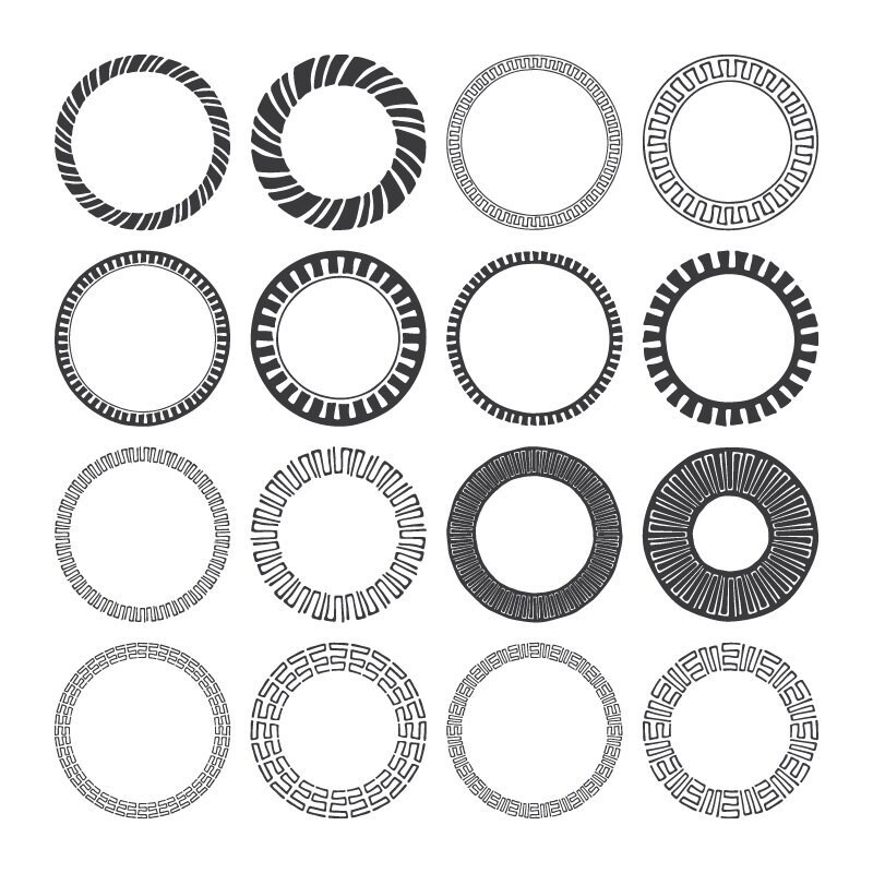 32 Hand Drawn Decorative Round Frames, Circle Borders: Tribal, Boho ...