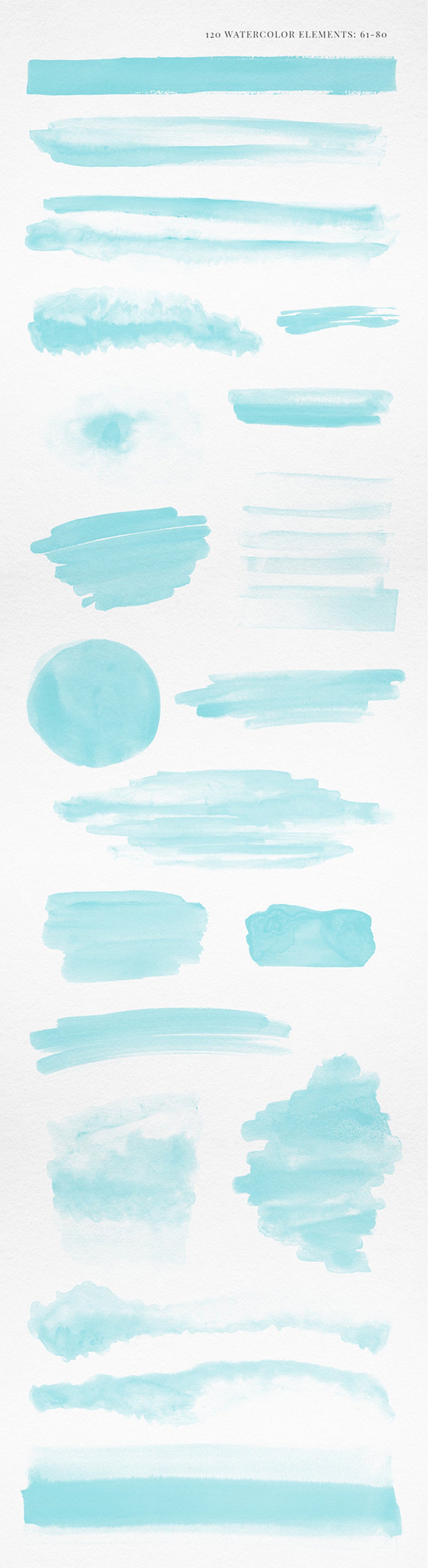 120 Turquoise Watercolor Splotches, Brush Strokes, Transparent PNG ...
