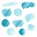 20 Blue Watercolor Splotches, Splatters and Brush Strokes; Blue ...