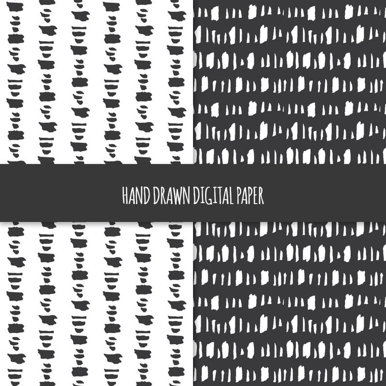 Hand Drawn Digital Paper: Geometric Abstract Brush Doodles | Etsy