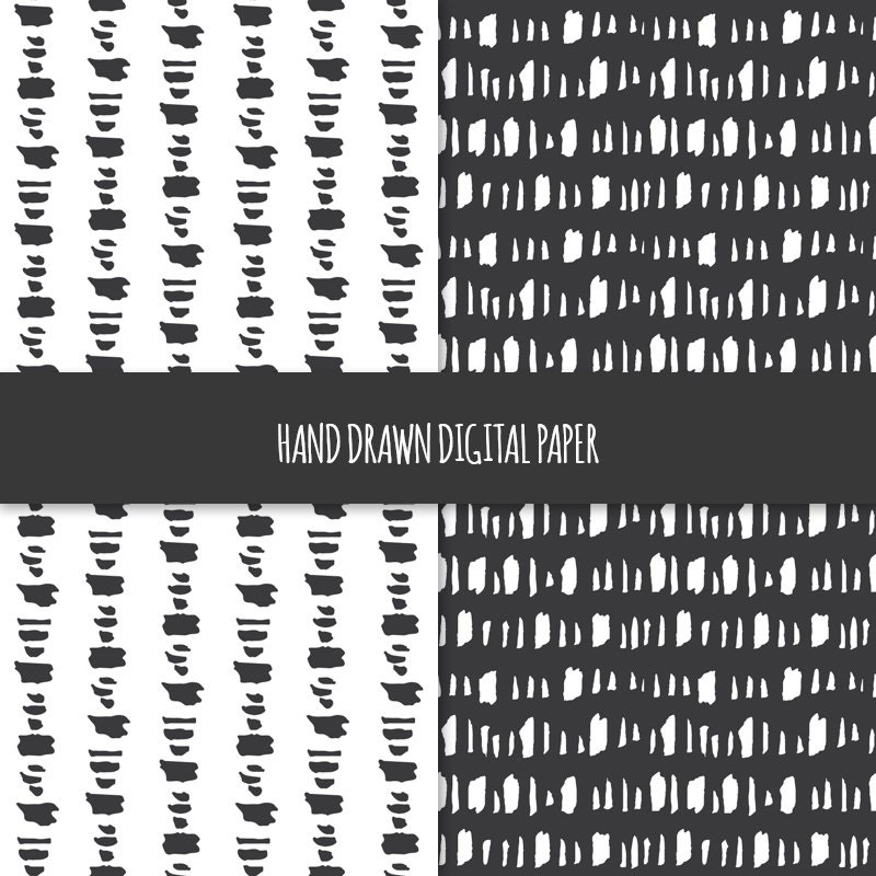 Hand Drawn Digital Paper: Geometric Abstract Brush Doodles | Etsy