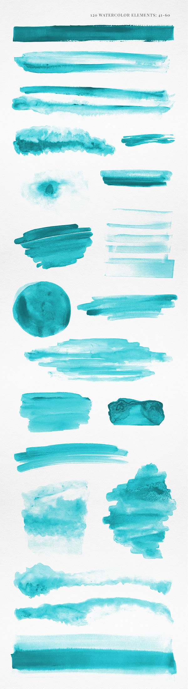 120 Turquoise Watercolor Splotches, Brush Strokes, Transparent PNG ...
