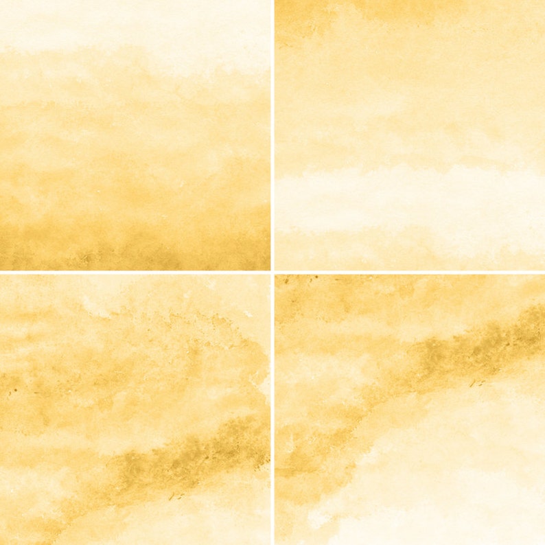 Yellow Gold Watercolor Texture Digital Paper Hand Painted Watercolor ...