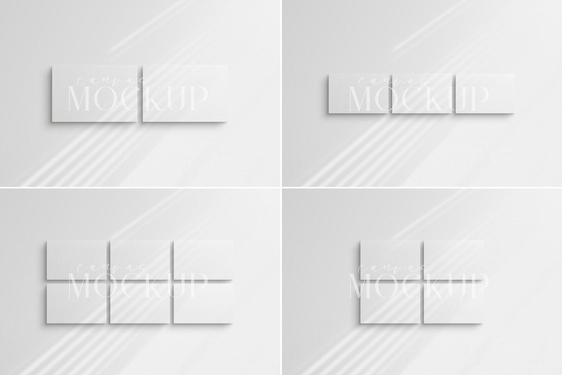 Canvas Mockup 3:2 2x3 Landscape Single, Sets of 2, 3, 4, 6 Canvases ...