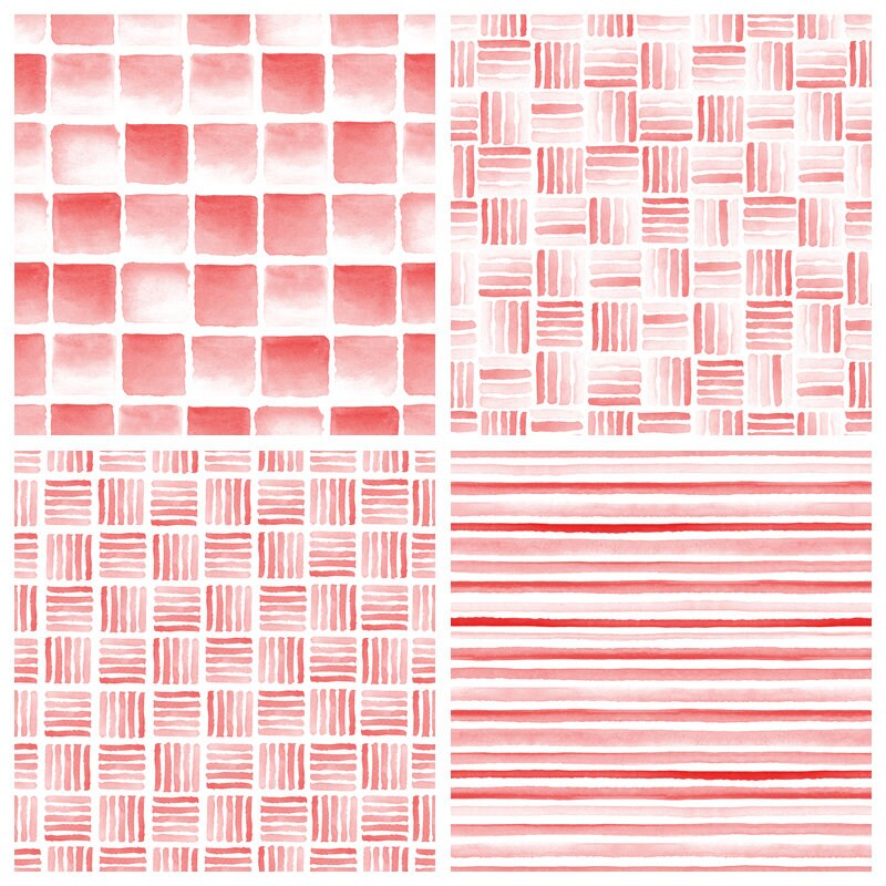 20 Red Blush Watercolor Patterns, Seamless Texture (digital Download ...