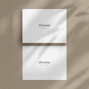 US Letter Flyer Mockup: Minimalist Horizontal Stationery Flat Lay Paper ...