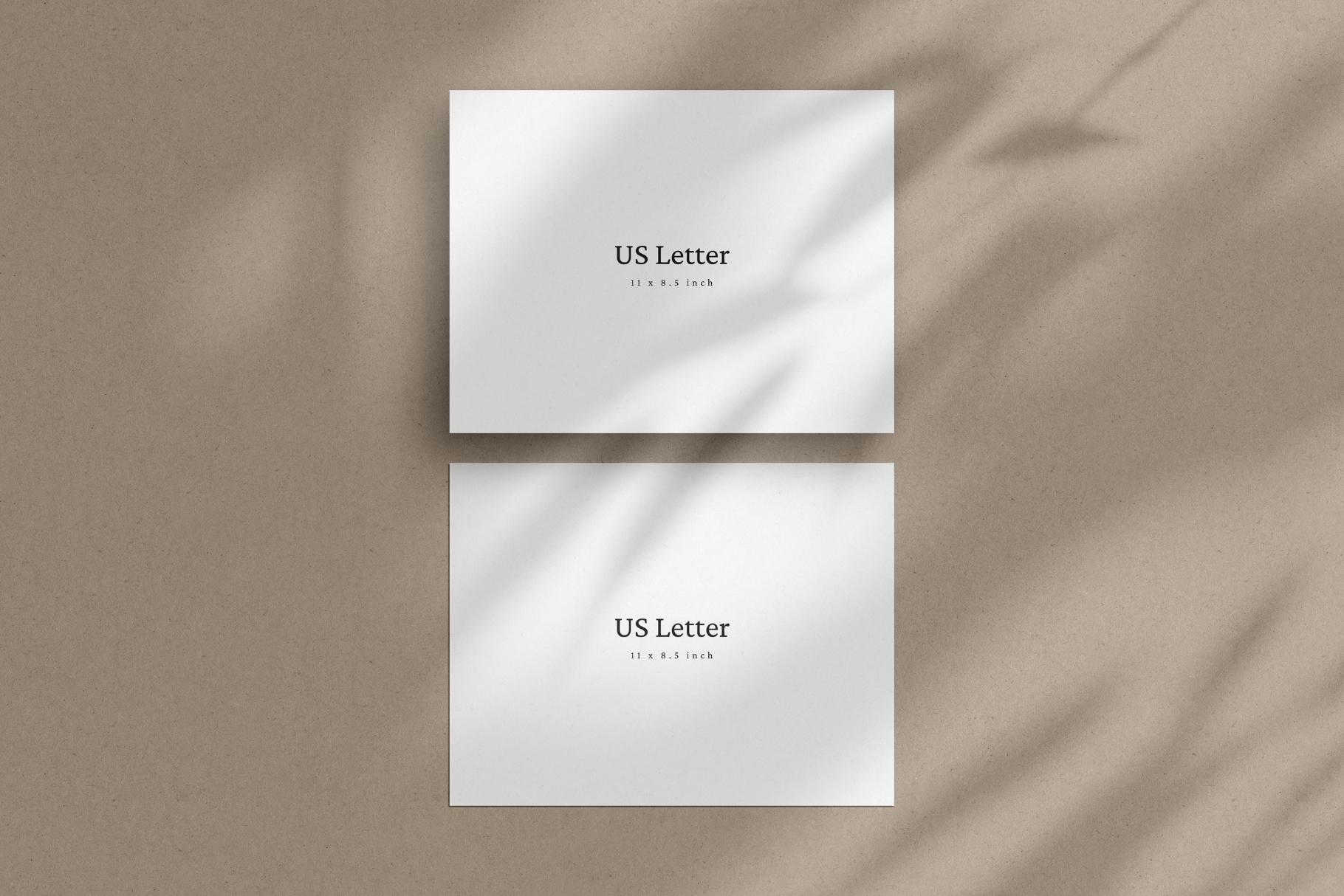 US Letter Flyer Mockup: Minimalist Horizontal Stationery Flat Lay Paper ...