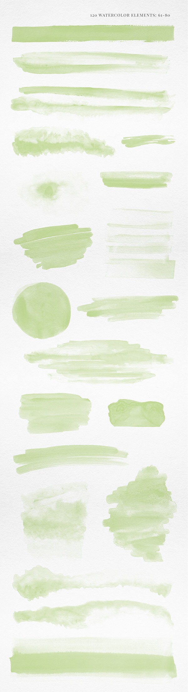 120 Green Watercolor Splotches, Splatters, Brush Strokes Green ...