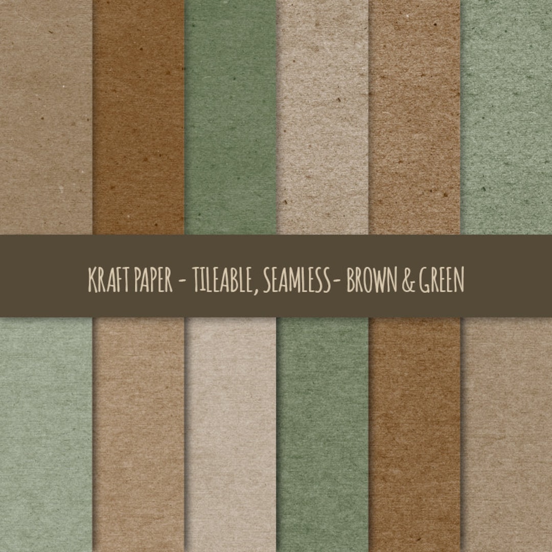 Kraft Digital Paper ~ Brown & Green Kraft Paper Tileable ~ Kraft Paper ...