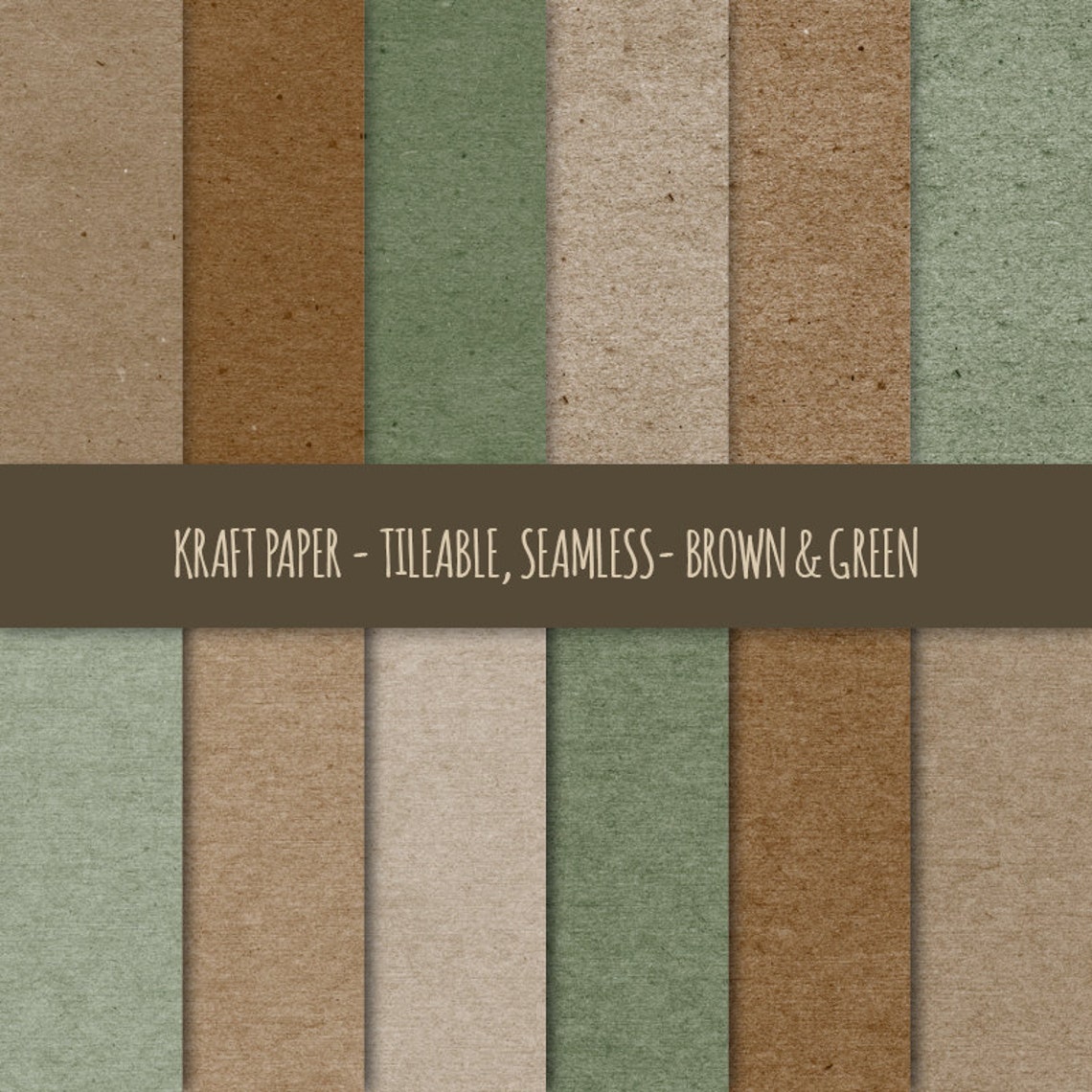 Kraft Digital Paper ~ Brown & Green Kraft Paper Tileable ~ Kraft Paper ...