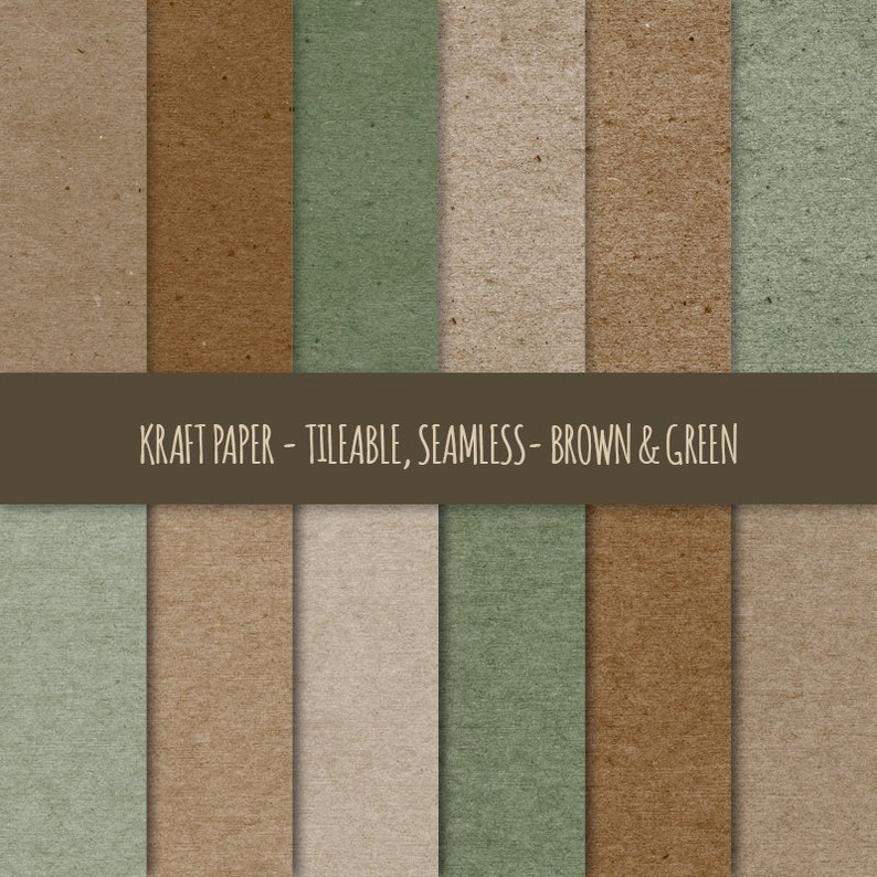 Kraft Digital Paper ~ Brown & Green Kraft Paper Tileable ~ Kraft Paper ...