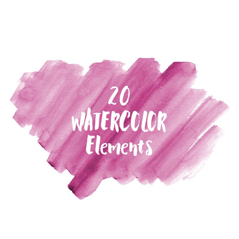 20 Pink Watercolor Splotches, Splatters and Brush Strokes; Pink ...