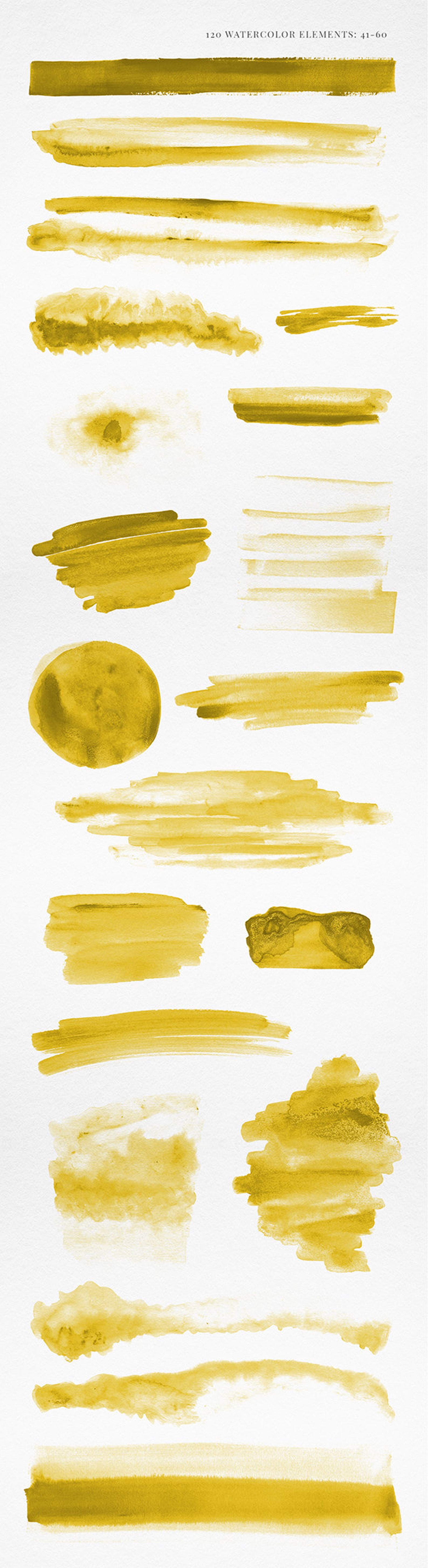 120 Yellow Gold Watercolor Splotches Splatters Brush - Etsy
