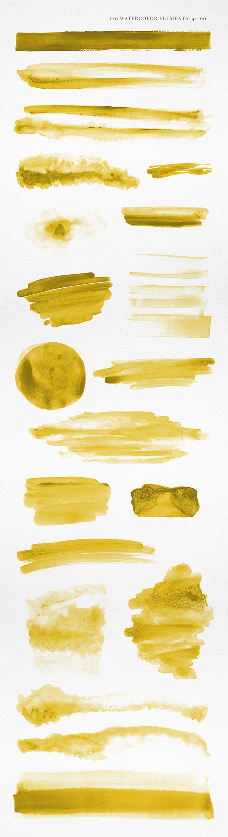 120 Yellow Watercolor Splotches, Brush Strokes, Transparent PNG ...