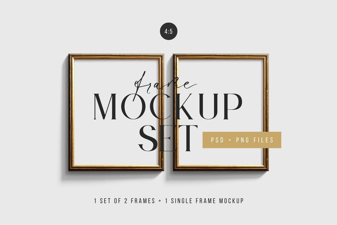 Metallic Frame Mockup Set of 2 Vertical Frames 4:5 | Vintage Gold ...