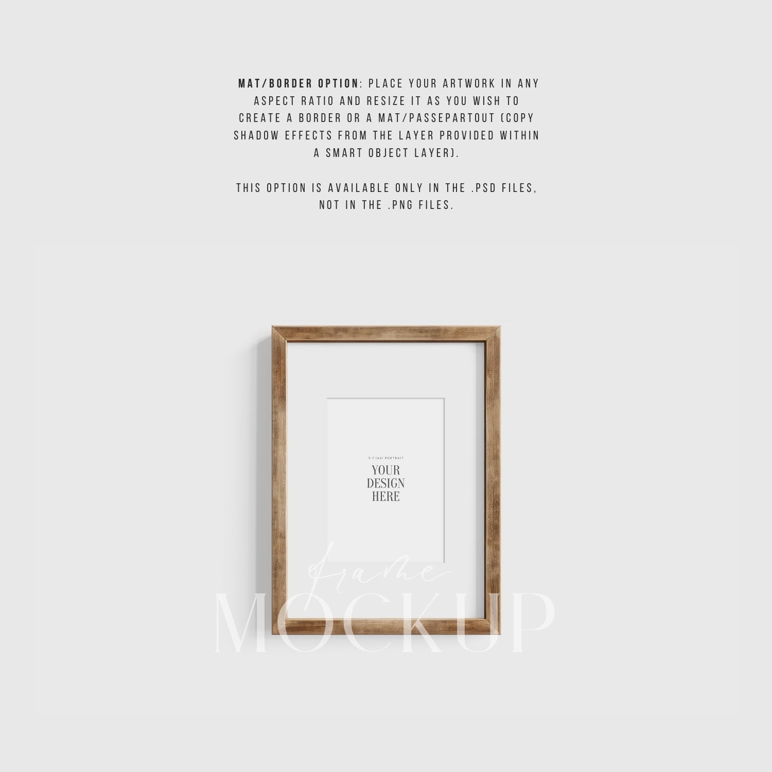 Thick Wooden Frame Mockup 5:7 A4 Vertical Frame Mockup Natural Wood ...