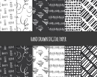 Hand Drawn Digital Paper: Geometric Abstract Doodles | Etsy
