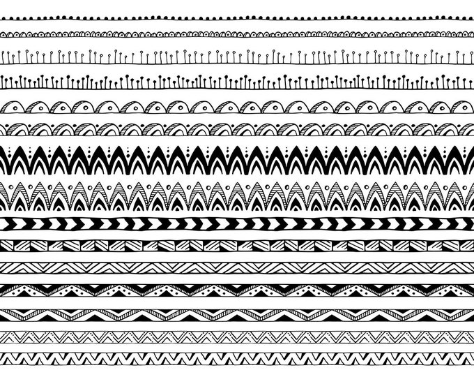 Zen Doodle Border Clipart Download, Printable Digital Stamps, Tribal ...