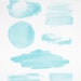 120 Turquoise Watercolor Splotches, Splatters, Brush Strokes; Light ...
