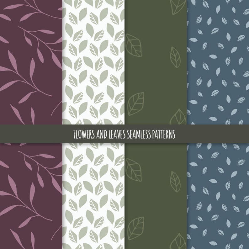 Seamless Patterns With Flowers Leaves and Foliage Floral - Etsy
