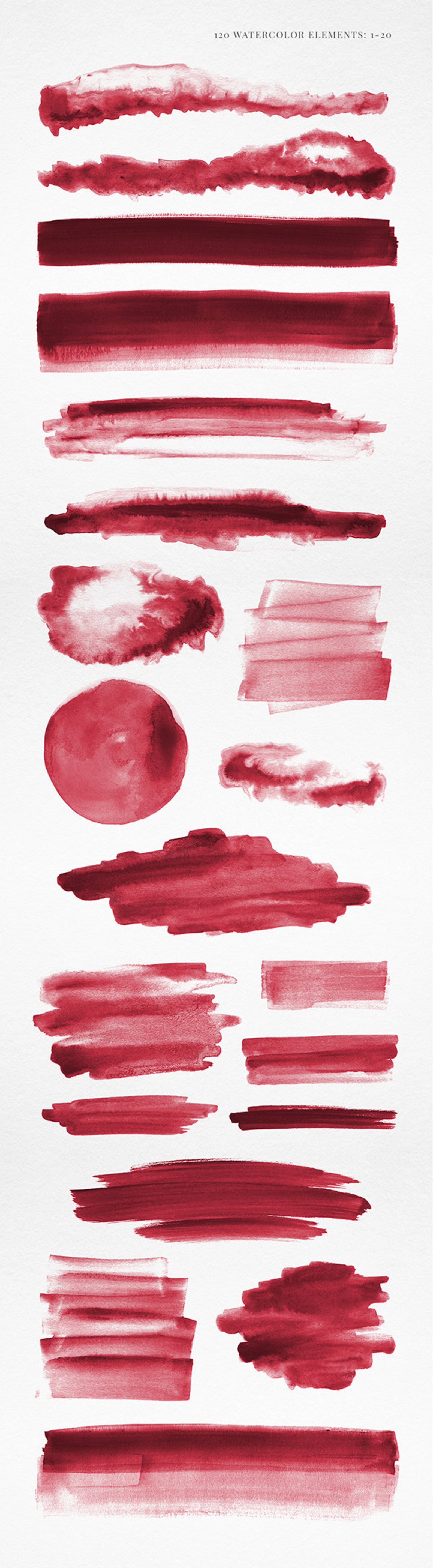 120 Red Watercolor Splotches, Splatters, Brush Strokes Red Watercolor ...