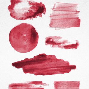 120 Red Watercolor Splotches, Splatters, Brush Strokes; Red Watercolor ...