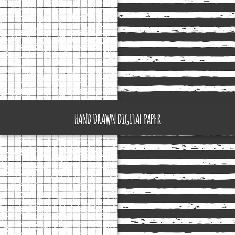 Hand Drawn Digital Paper: Geometric Abstract Doodles | Etsy