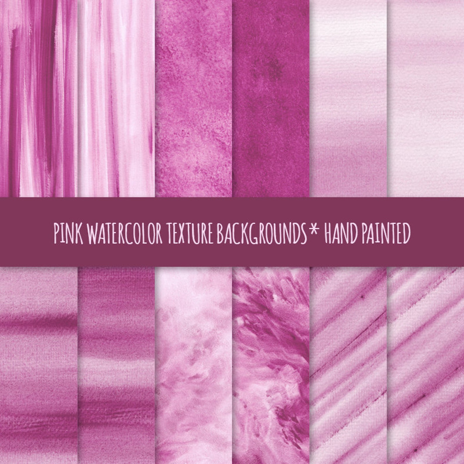 Pink Watercolor Texture Digital Paper; Hand Painted Watercolor ...