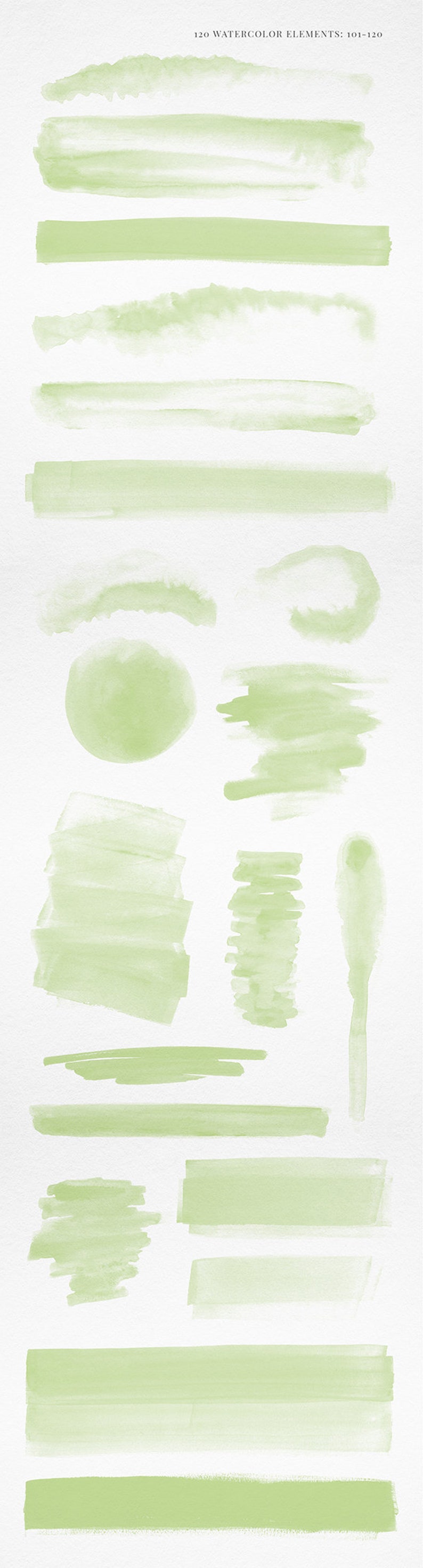 120 Green Watercolor Splotches, Brush Strokes, Transparent PNG ...